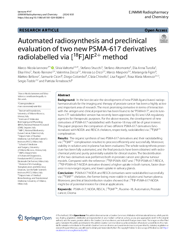 (PDF) Automated radiosynthesis and preclinical evaluation of two new ...