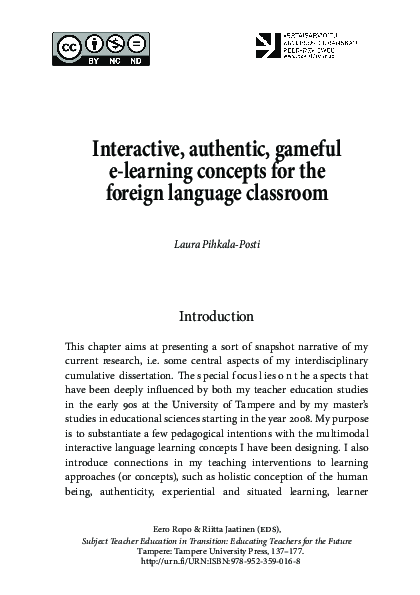 (PDF) Interactive, authentic, gameful e-learning concepts for the foreign language classroom