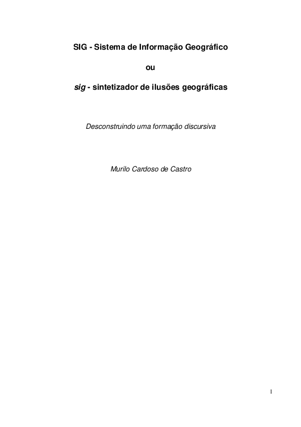 (PDF) SIG -Sistema de Informação Geográfico ou sig -sintetizador de ...