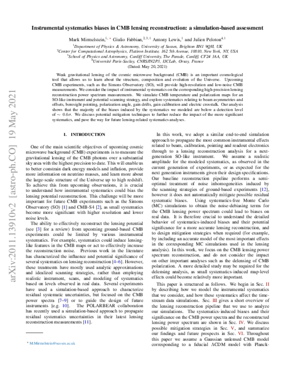 (PDF) Instrumental systematics biases in CMB lensing reconstruction: A simulation-based assessment