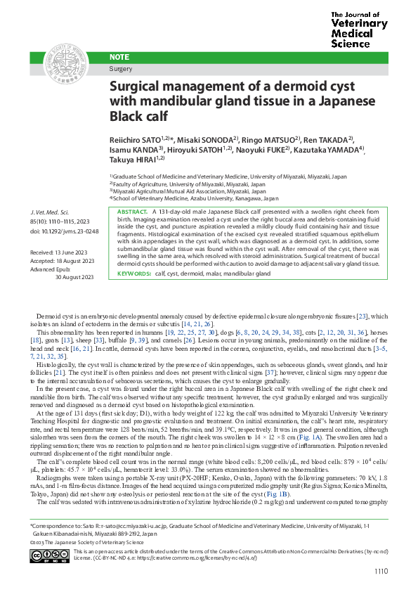 (PDF) Surgical management of a dermoid cyst with mandibular gland ...