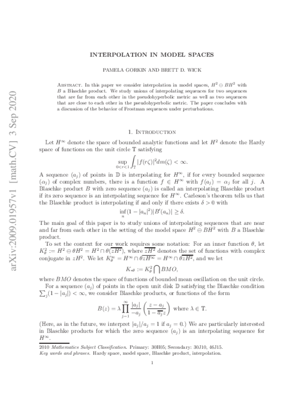 (PDF) Interpolation in Model Spaces