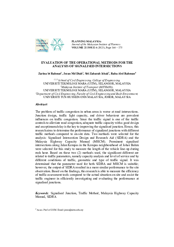 (PDF) Evaluation of the Operational Methods for the Analysis of Signalised Intersections