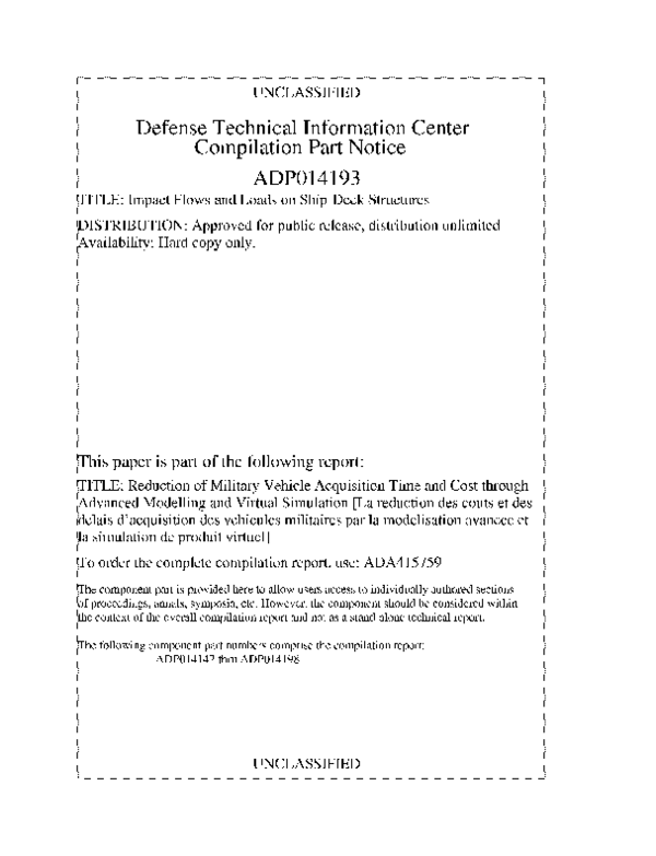 (PDF) Impact flows and loads on ship-deck structures