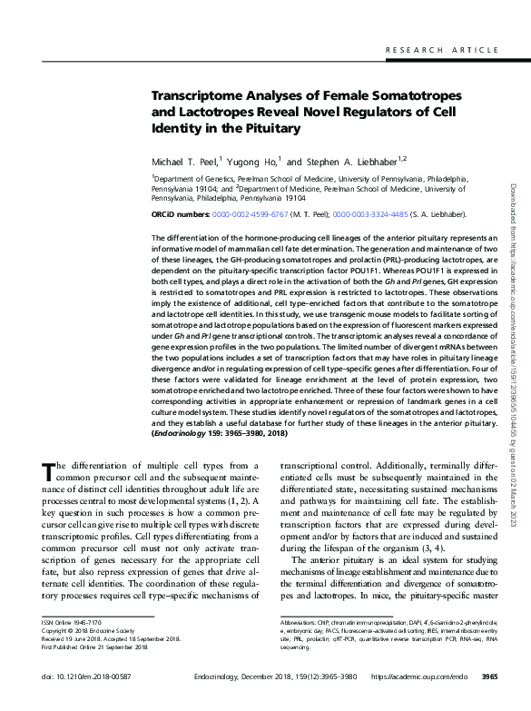 (PDF) Transcriptome analyses of female somatotropes and lactotropes ...