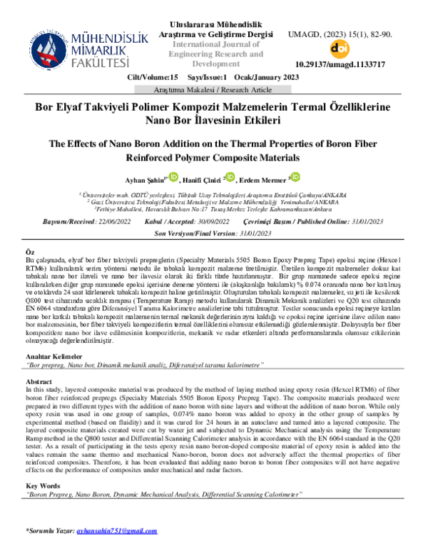 (PDF) Tabakalı Tek Yönlü Bor Fiber Takviyeli-Nano Bor Takviyeli Epoksi ...