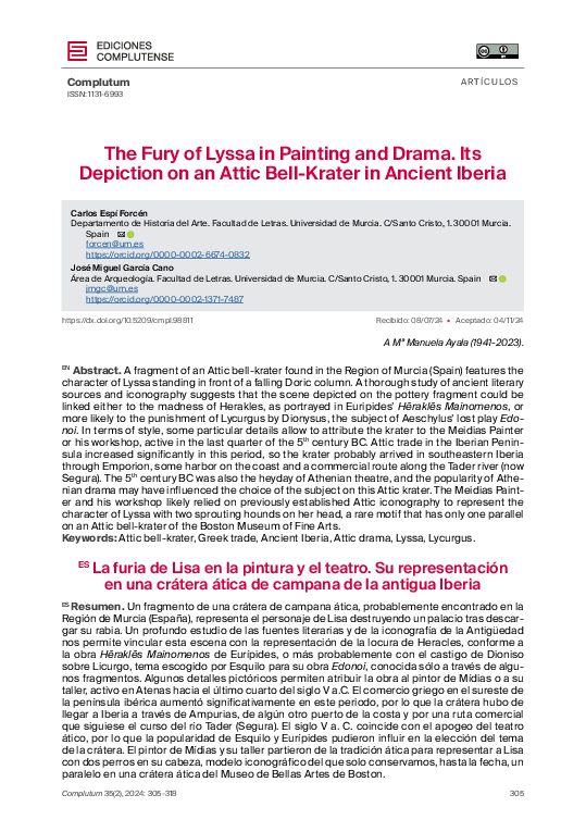 (PDF) Espí Forcén, C.; García Cano, J.M. "The Fury of Lyssa in Painting ...