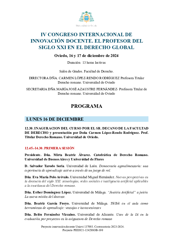 (PDF) IV CONGRESO INTERNACIONAL DE INNOVACIÓN DOCENTE. EL PROFESOR DEL SIGLO XXI EN EL DERECHO ...