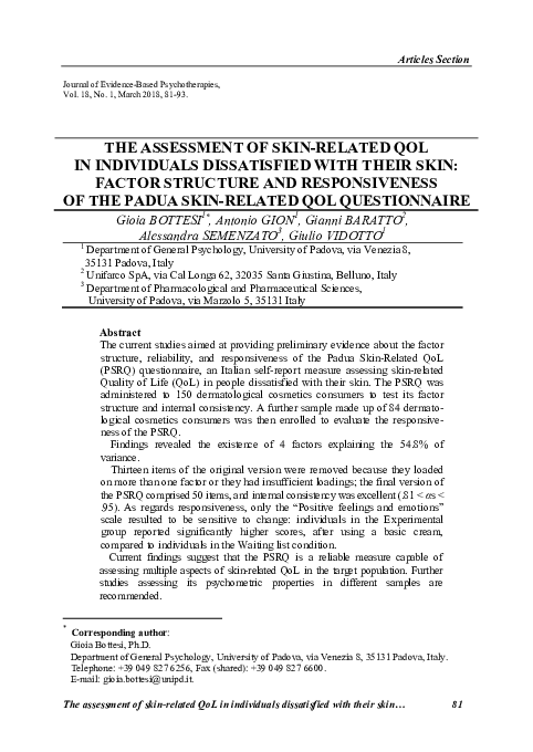 (PDF) The assessment of skin-related QOL in individuals dissatisfied ...