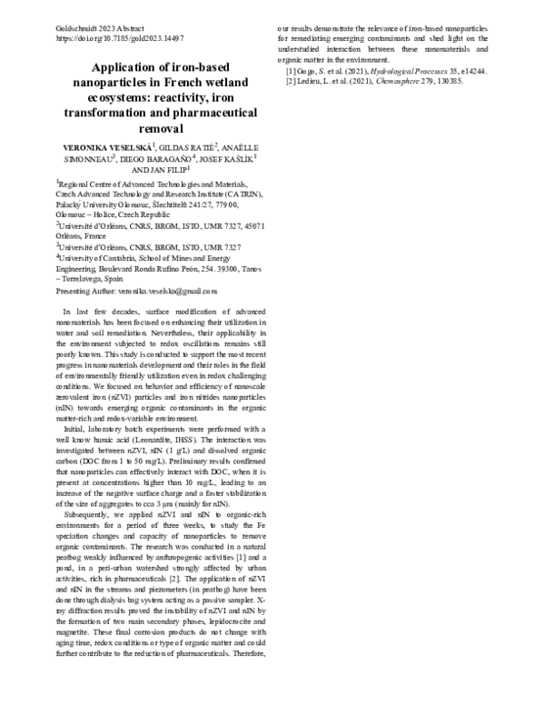 (PDF) Application of iron-based nanoparticles in French wetland ...