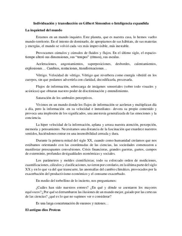 (PDF) Individuacion y transduccion en Gilbert Simondon o Inteligencia ...