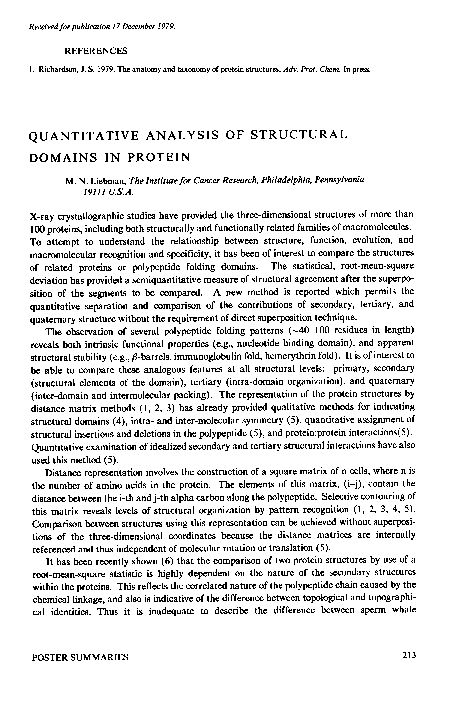 (PDF) Quantitative analysis of structural domains in protein