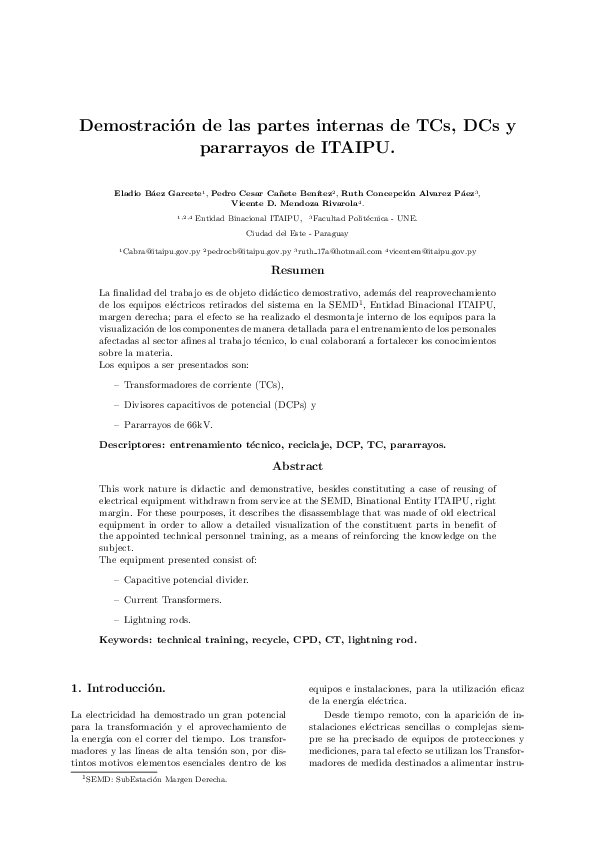 (PDF) Demostración de las partes internas de TCs, DCs y pararrayos de ...