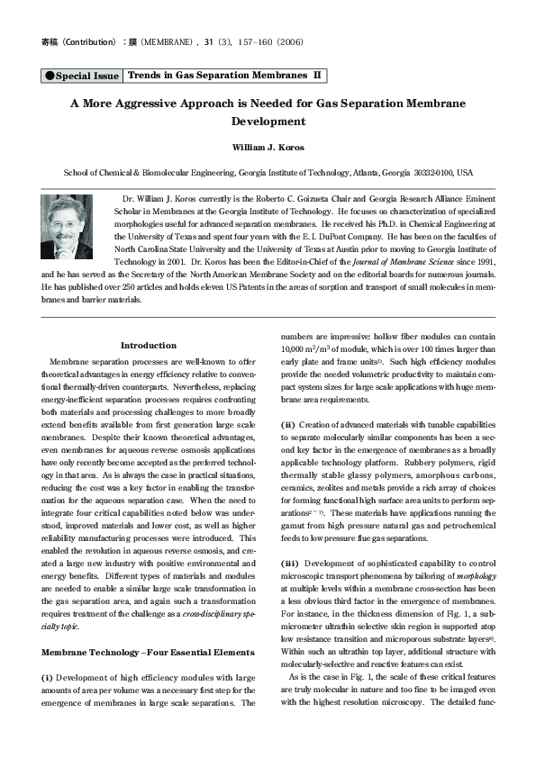 (PDF) A More Aggressive Approach is Needed for Gas Separation Membrane ...
