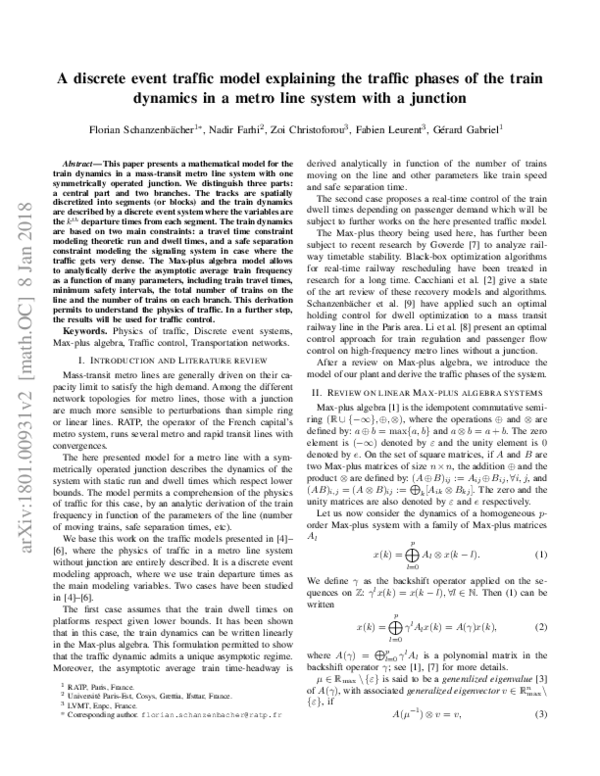 (PDF) A discrete event traffic model explaining the traffic phases of ...