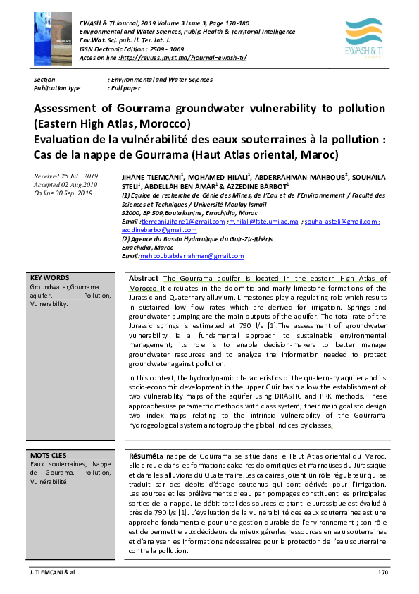 (PDF) Assessment of the vulnerability of groundwater to the pollution ...