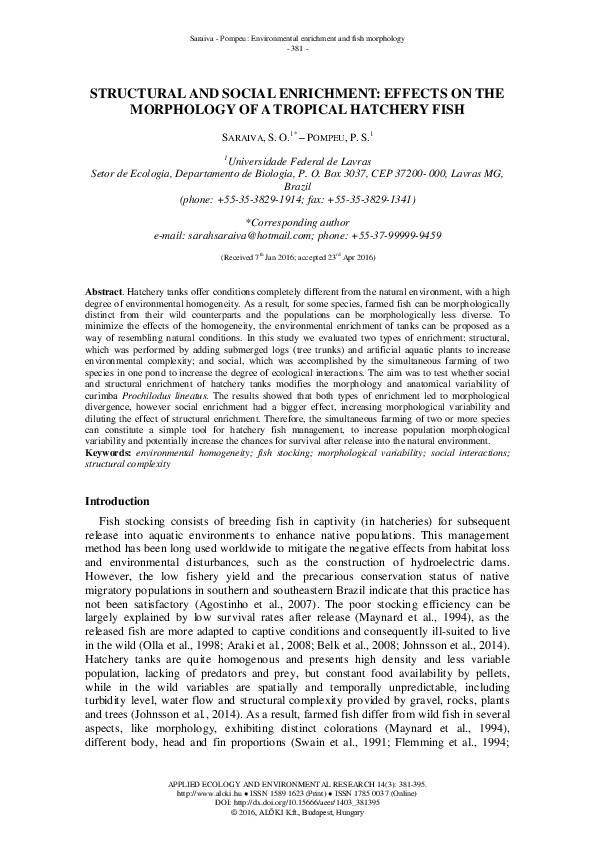 (PDF) Structural and Social Enrichment: Effects on the Morphology of a ...