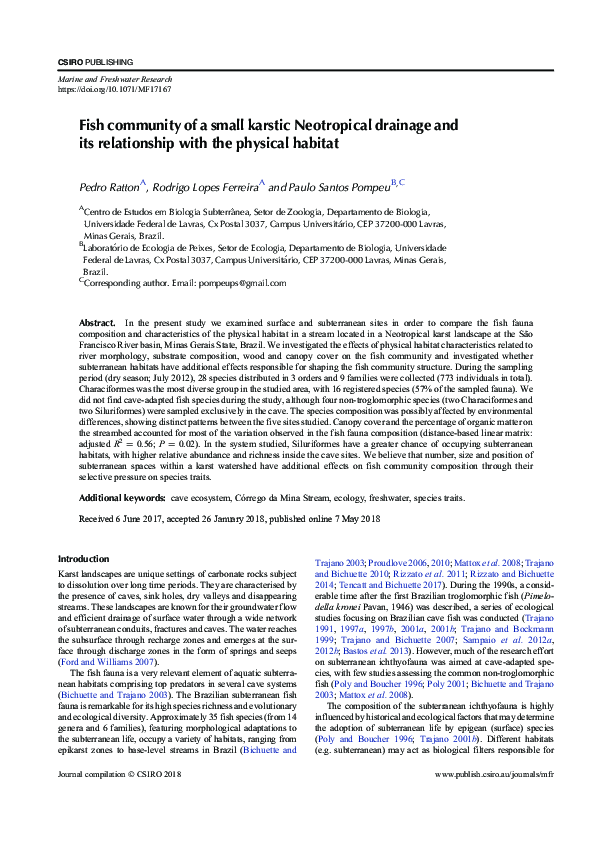 (PDF) Fish community of a small karstic Neotropical drainage and its ...