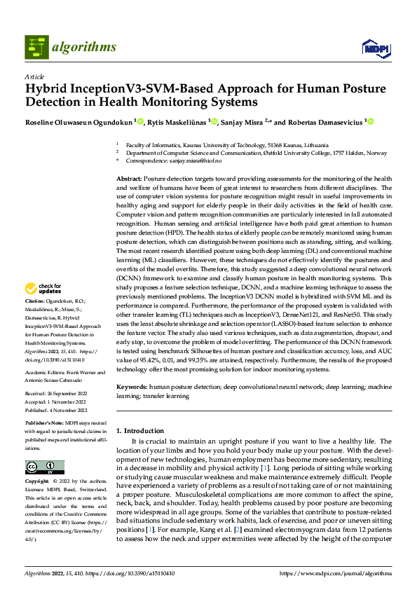 Pdf Hybrid Inceptionv3 Svm Based Approach For Human Posture Detection In Health Monitoring Systems