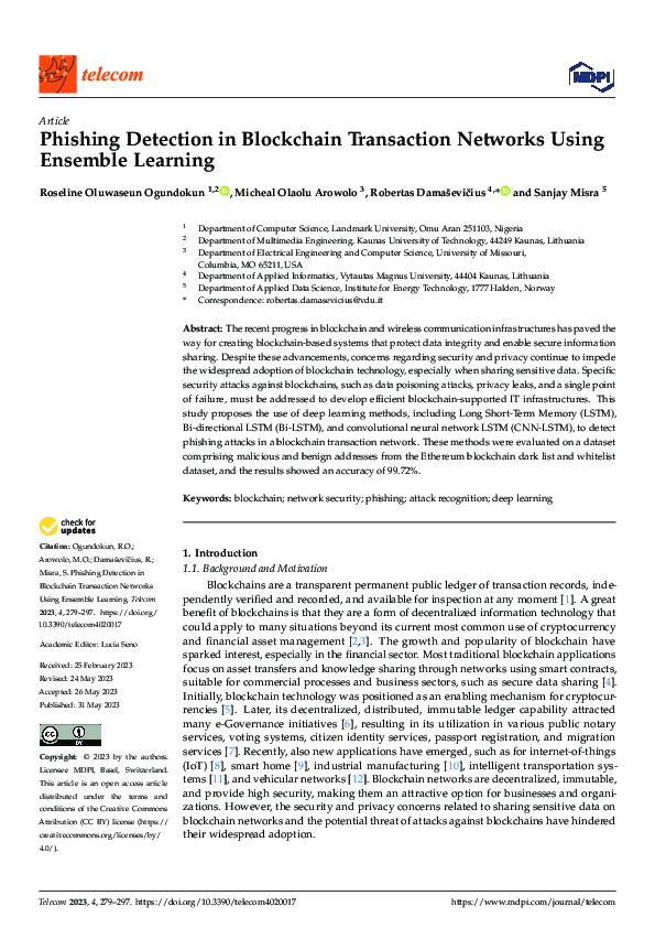 (PDF) Phishing Detection in Blockchain Transaction Networks Using Ensemble Learning