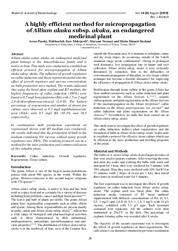 (PDF) A highly efficient method for micropropagation of Allium akaka ...