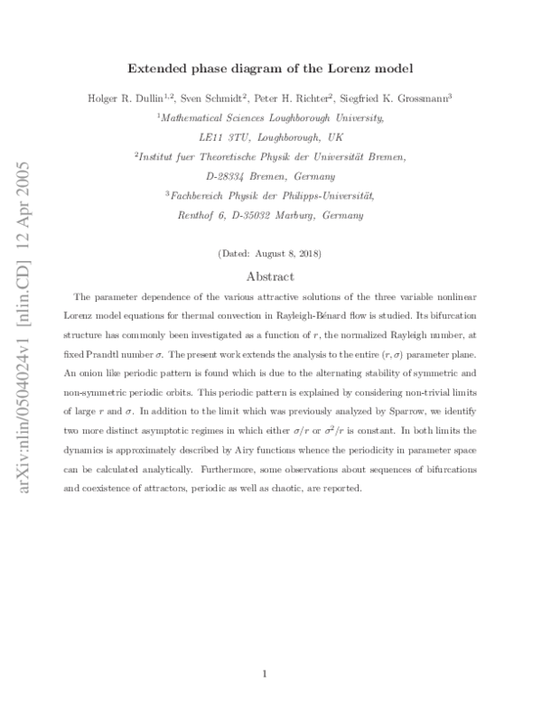 (PDF) Extended Phase Diagram of the Lorenz Model