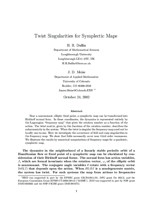 (PDF) Twist singularities for symplectic maps