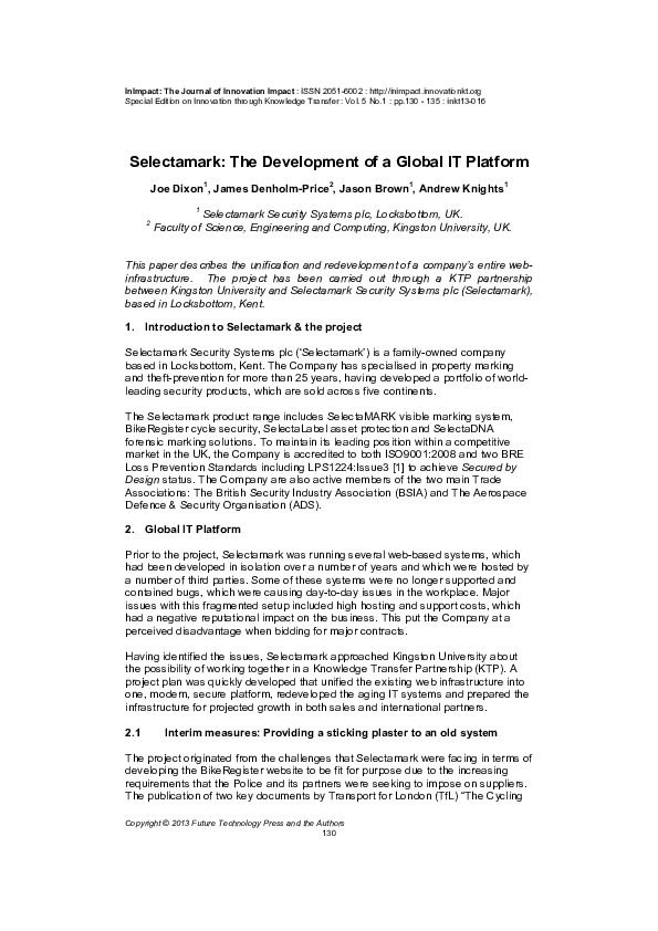 (PDF) Selectamark: The Development of a Global IT Platform