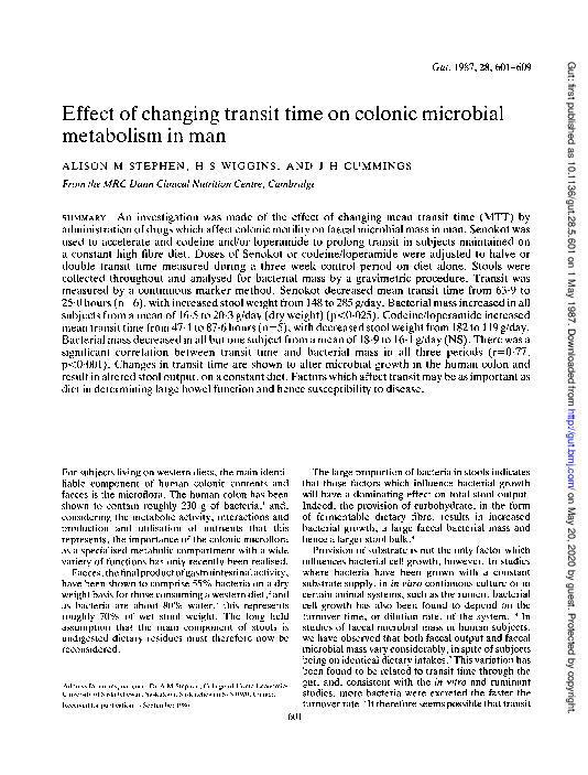 (PDF) Effect of changing transit time on colonic microbial metabolism ...