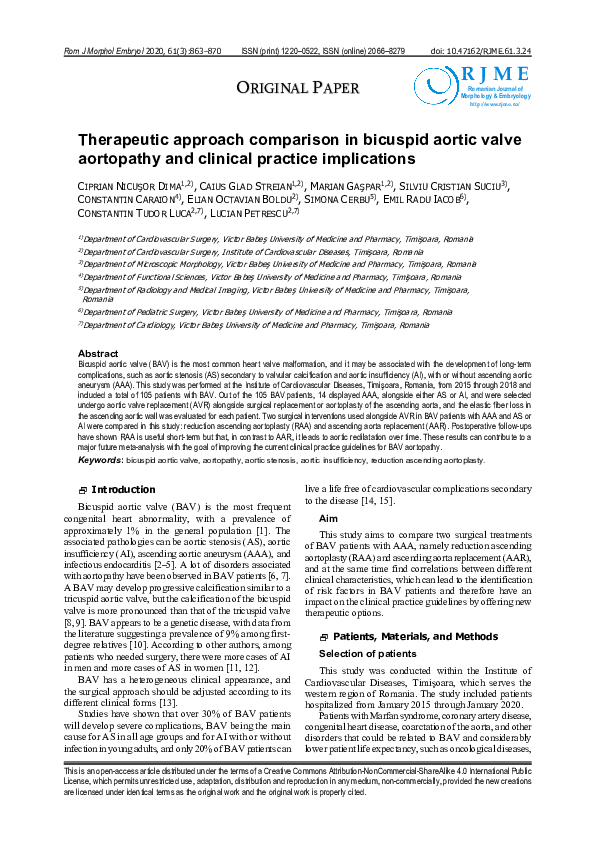 (PDF) Therapeutic approach comparison in bicuspid aortic valve ...