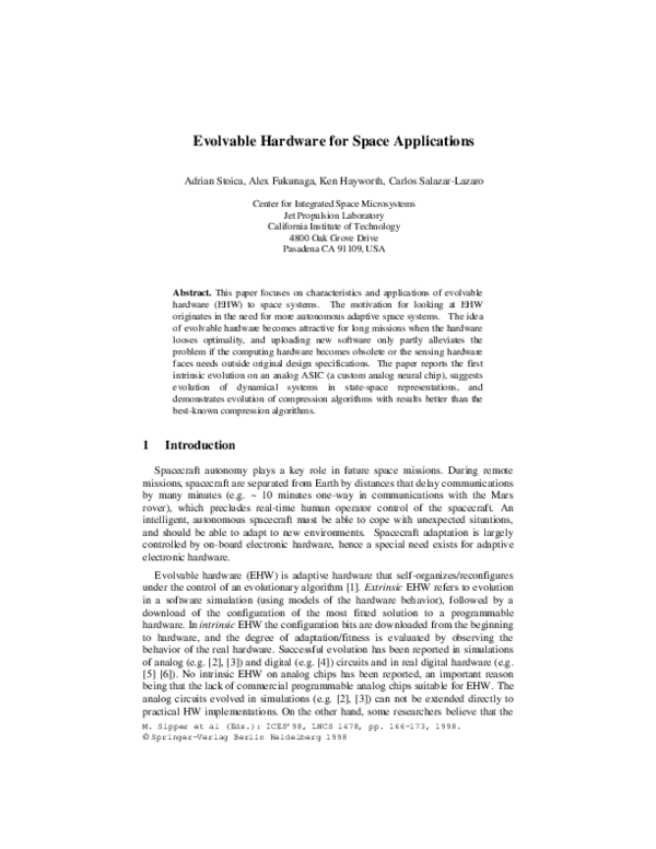 (PDF) Evolvable hardware for space applications