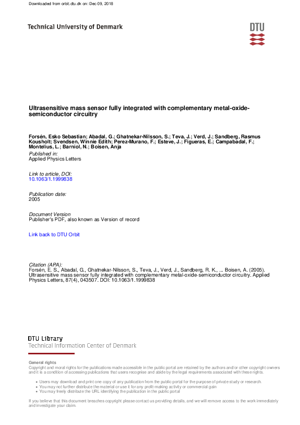 (PDF) Ultrasensitive mass sensor fully integrated with complementary ...
