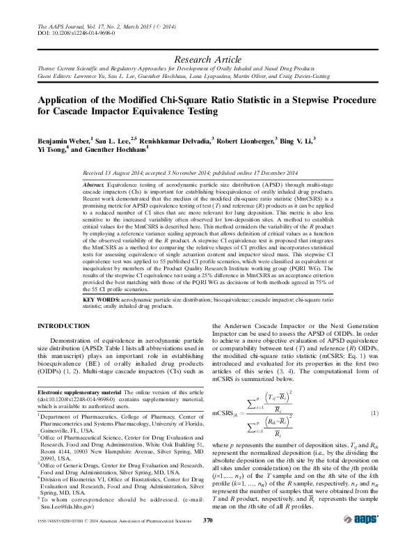 (PDF) Application of the Modified Chi-Square Ratio Statistic in a ...