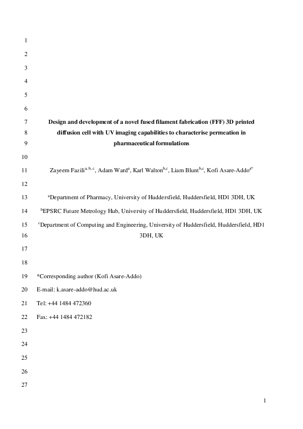 (PDF) Design and development of a novel fused filament fabrication (FFF) 3D printed diffusion ...