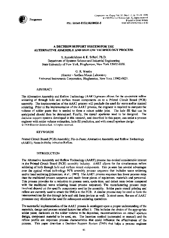 (PDF) A decision support system for the Alternative Assembly and Reflow ...