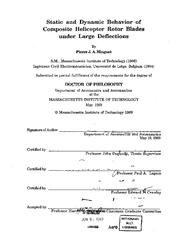 (PDF) Static and dynamic behavior of composite helicopter rotor blades under large deflections