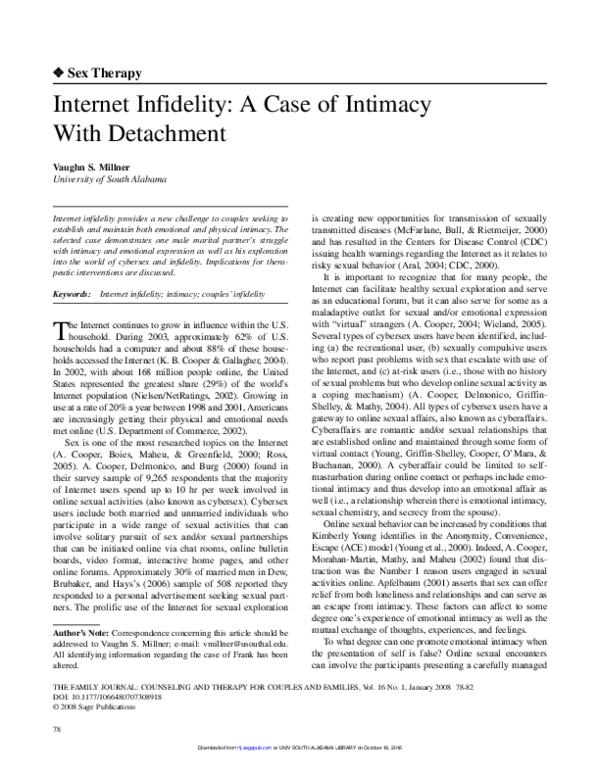 (PDF) Internet Infidelity: A Case of Intimacy With Detachment