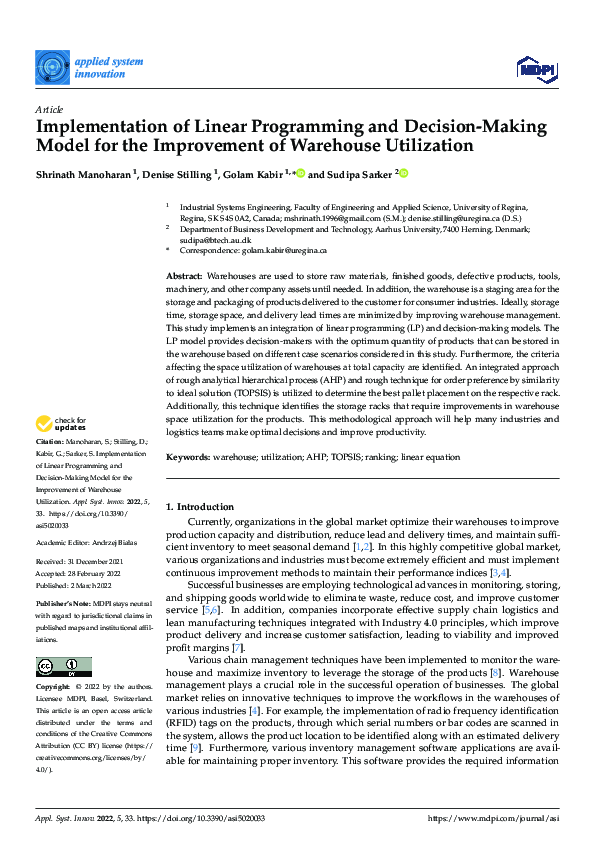 (PDF) Implementation of Linear Programming and Decision-Making Model ...