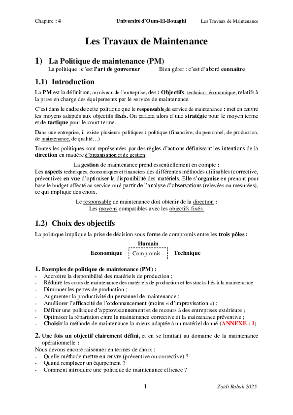 (PDF) Cours : Travaux de la fonction maintenance SM25
