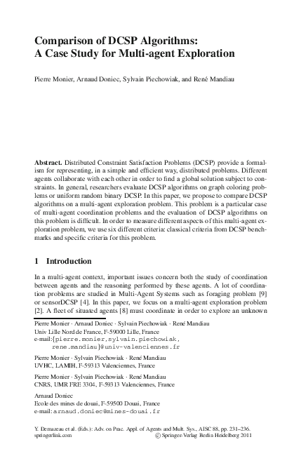 (PDF) Comparison of DCSP Algorithms: A Case Study for Multi-agent ...