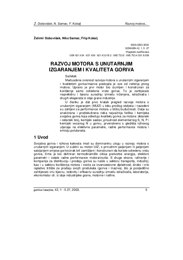 (PDF) Razvoj Motora S Unutarnjim Izgaranjem I Kvaliteta Goriva | Filip Kokalj - Academia.edu