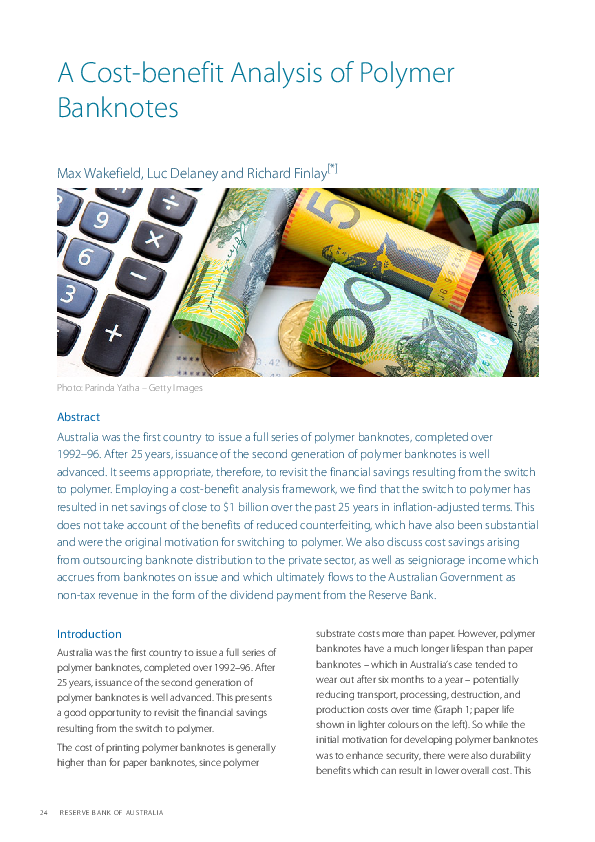 (PDF) A Cost-benefit Analysis of Polymer Banknotes