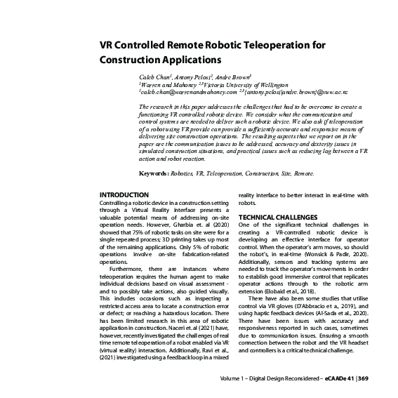(PDF) VR Controlled Remote Robotic Teleoperation for Construction ...