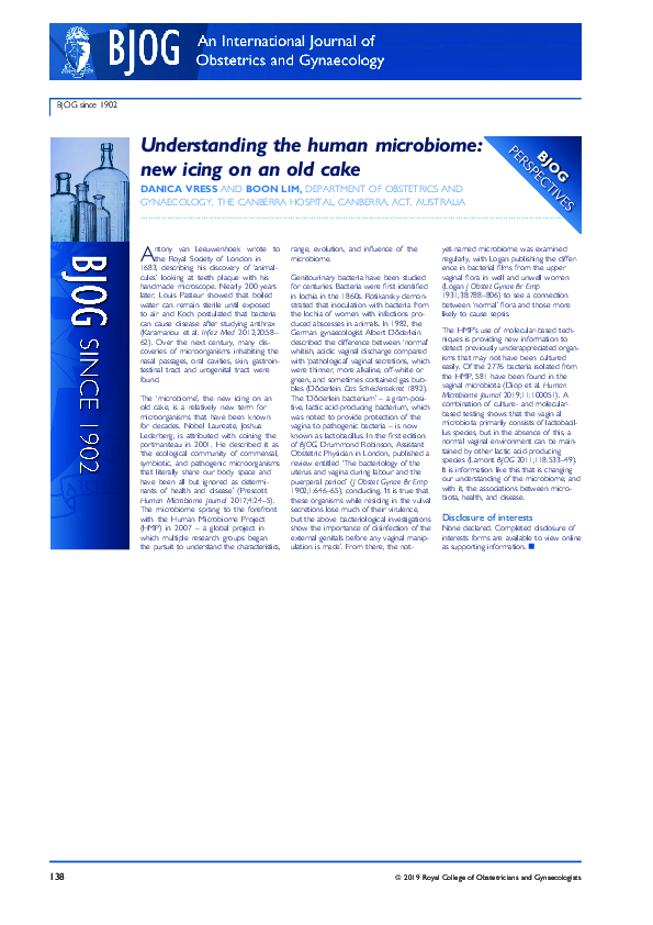 (PDF) Understanding the human microbiome: new icing on an old cake