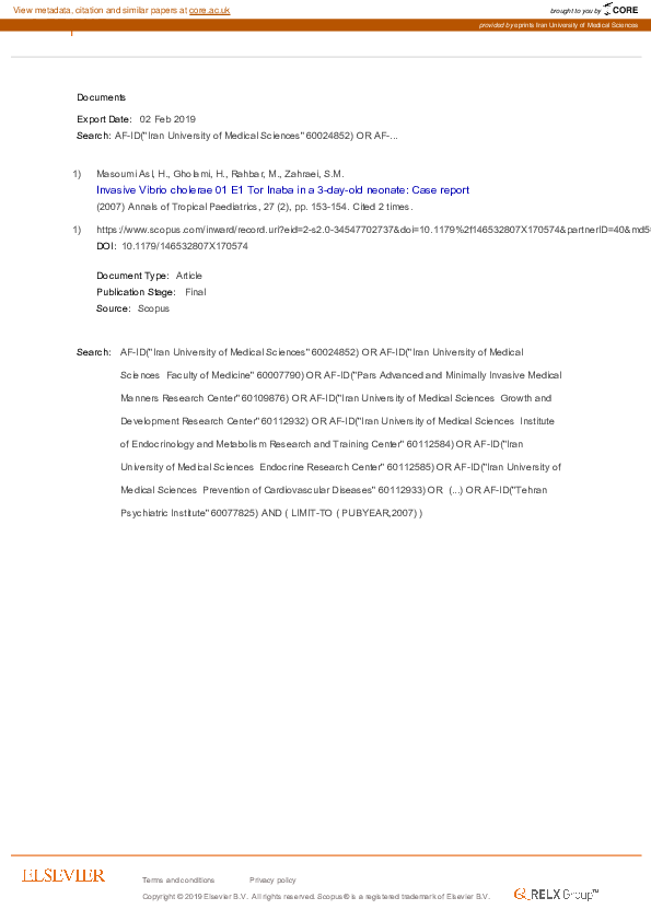 (PDF) Invasive Vibrio cholerae 01 E1 Tor Inaba in a 3-day-old neonate ...