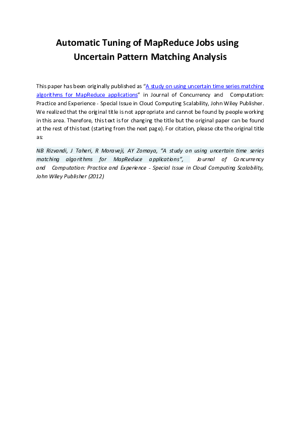 (PDF) Automatic Tuning of MapReduce Jobs using Uncertain Pattern ...