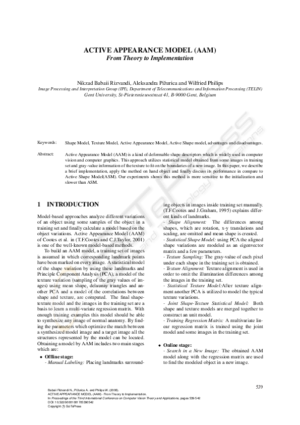 (PDF) Active Appearance Model (Aam) from Theory to Implementation