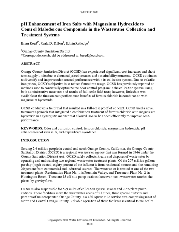 (PDF) pH Enhancement of Iron Salts with Magnesium Hydroxide to Control ...