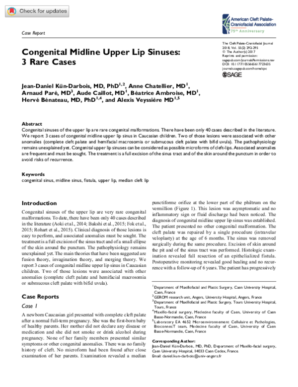 (PDF) Congenital Midline Upper Lip Sinuses