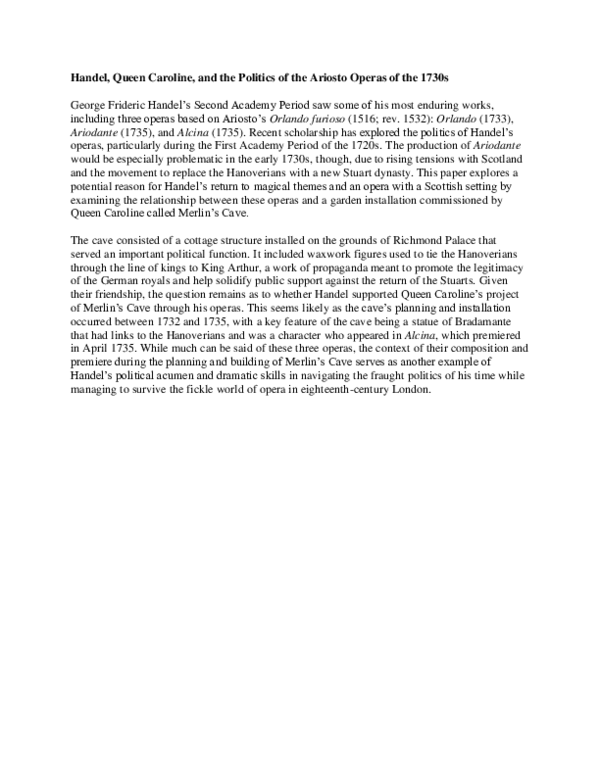 (PDF) "Handel, Queen Caroline, and the Politics of the Ariosto Operas ...